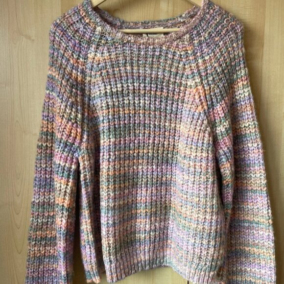 Hush | Sweaters | Hush Madi Space Dye Pastel Pink Purple Stripe Chunky ...